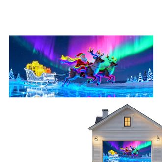 Generico Garagentorabdeckung f&uuml;r Weihnachten, Flacher Hintergrund, fluoreszierend, aktiviert durch UV-Licht, 2D, f&uuml;r Garagentor, Party, T&uuml;r, Hof