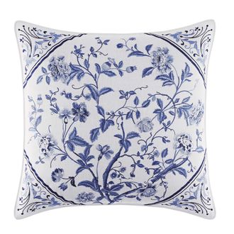 Laura Ashley Dekokissen mit Hotelverschluss, Elegante Heimdekoration f&uuml;r Bett oder Sofa, 1 St&uuml;ck, Charlotte-Blau/Wei&szlig;, 40,6 x 40,6 cm