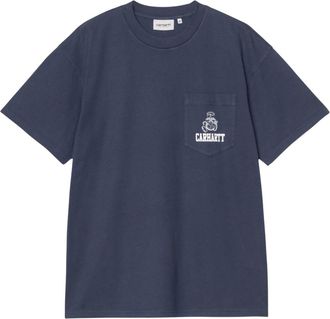 Carhartt Work in Progress Homme, Tops, Bleu, Taille: XS Pond Corps Pocket T-shirt