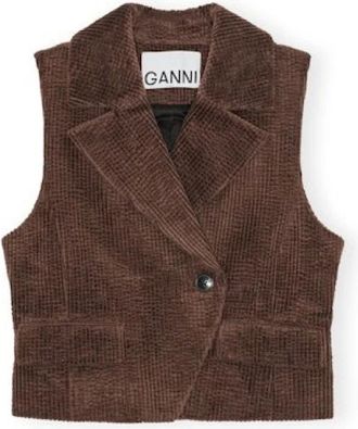 Ganni Femme, Vestes, Brun, Taille: 38 FR Cotton Corduroy Vest