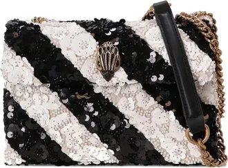 Kurt Geiger sac à bandoulière rayé à sequins - Noir