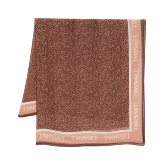 Twinset Femme, Accessoires, Brun, Taille: ONE Size Animal Print Scarf With Logo