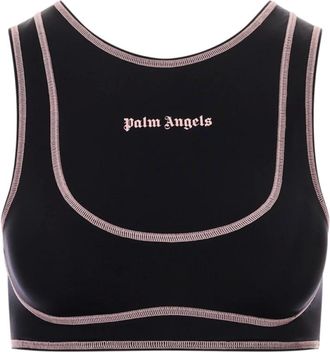 Palm Angels Femme, Tops, Noir, Taille: 36 FR Classic Logo Active Top
