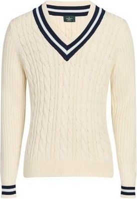 Hackett Pull col V en maille tress&eacute;e