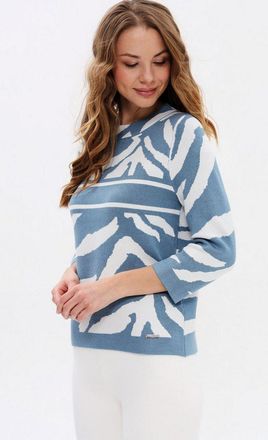 Passioni Strickpullover mit abstraktem Zebramuster