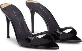 Generic Sandales à Talons Aiguilles et Bout Ouvert pour Femmes, Chaussures à Enfiler, Style Mules, pour Mariage, Bureau, Classiques, de 9,9 cm,Noir,42 EU