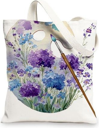 Generic Sacs fourre-tout en toile artistique, motif floral vintage, sacs de courses réutilisables, sacs en toile légers et lavables pour les voyages, blanc, 1