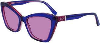 Karl Lagerfeld Femme, Accessoires, Bleu, Taille: ONE Size Lunettes de Soleil en Ac&eacute;tate Bleu