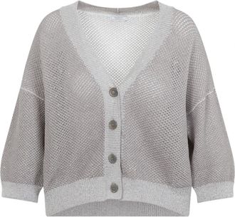 PESERICO Femme, Pulls, Gris, Taille: 40 FR Cotton Tricot Cardigan