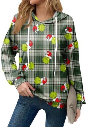 Generic Le Grinch Sweat A Capuche Femme 2025 Moche Noel Chaud Oversize Pyjama Christmas Costume Pull Hiver Vetement Deguisement De The Pulls Noël Sweet Vêteme