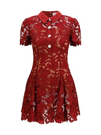 Self Portrait Womens Dress Short Lace Burgundy Polyester