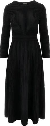 Emporio Armani Geripptes Midikleid - Schwarz