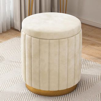 Generic Ottomane mit Stauraum aus Samt - schicker Fußhocker for Wohnzimmer und Schlafzimmer, stilvoller dekorativer Sitz und platzsparende Lösung, Organizer m