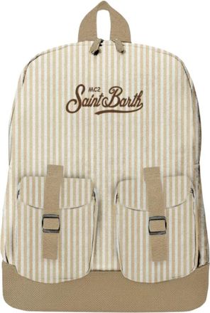 MC2 Saint Barth Femme, Sacs, Beige, Taille: ONE Size Cody Cotton Stripes Backpack