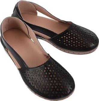 FOMIYES Sandales Femme à Talon Compensé Fermé Chaussures Respirantes à Découpes Confortables pour Usage Quotidien Noir