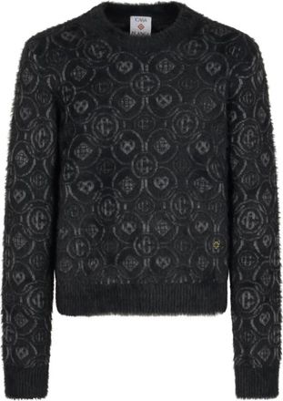 Casablanca Homme, Pulls, Noir, Taille: XL Fluffy Monogram Crew Neck