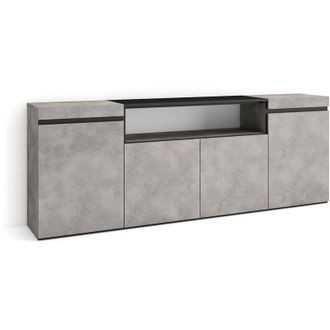 Skraut Home Buffet salon et cuisine, Meuble de Rangement, Commode, 200x75x35cm, 4 Portes, Meuble chaussure, Style moderne, Gris Ciment - Skraut Home