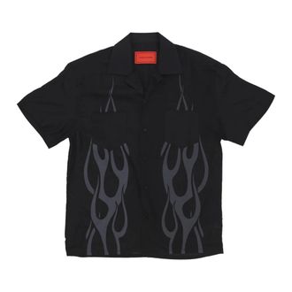 Vision Of Super Tribal Flames Print Short Sleeve Shirt - - Shirts - Herren - Schwarzk - S