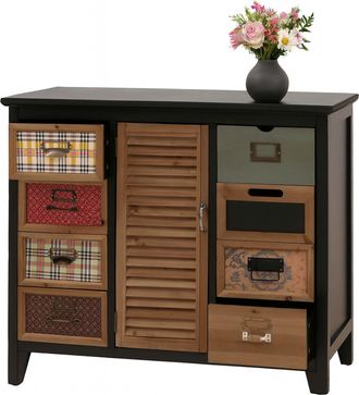 Mendler Apothekerkommode HWC-O63, Schrank Schubladen Etikettenhalter Vintage Shabby Fensterladen 80x91x40cm - Korpus schwarz