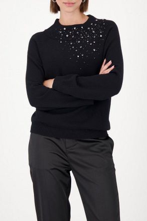 Monari Strickpullover Pullover Schmucksteine Regular fit mit Stehkragen