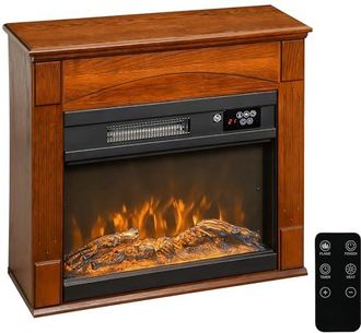 HOMCOM Chemin&eacute;e &eacute;lectrique 1000W/2000W, Effet Flamme 3D &agrave; 6 Couleurs et 3 luminosit&eacute;s r&eacute;glables, Fausse chemin&eacute;e d&eacute;corative avec Thermostat r&eacute;glable, t&eacute;l&eacute;com