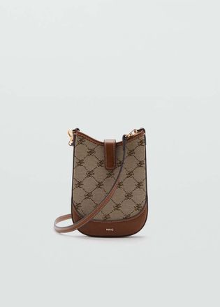 Mango Housse t&eacute;l&eacute;phone portable logo jacquard chocolat - Femme - Taille unique - MANGO