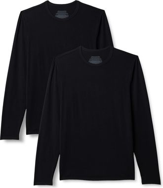 Amazon Essentials Herren Langärmliges Unterhemd aus Superweichem Modal, 2er-Pack, Schwarz, XXL