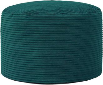 Icon Brand Pouf Repose-Pieds Rond en Velours Côtelé Frankie, Poufs de Salon, Vert Sarcelle, oeko-tex - Icon