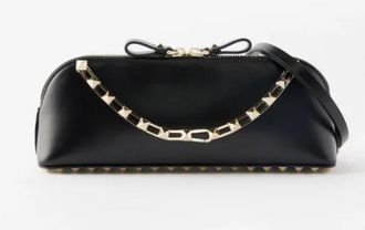 Valentino Garavani Valentino Black Leather Rockstud Shoulder Bag