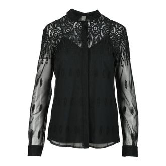 Fabiana Filippi Besticktes T&uuml;ll-Shirt mit Manschettenknopf - - Blouses & Shirts - Damen - Schwarzk - XL