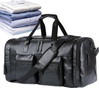 Generic Reisetasche, PU-Leder, großes Fassungsvermögen, tragbar, Turnbeutel, für Freund, Vater, Ehemann, Reisen, Wochenende, Fitnessstudio, Arbeit, Business, 