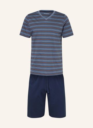 Schiesser Shorty-Schlafanzug Casual Nightwear blau