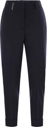 PESERICO Homme, Pantalons, Bleu, Taille: 3XS Pantalon en m&eacute;lange de laine vierge avec bijoux