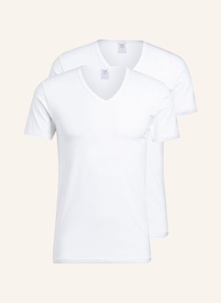 CALIDA Calida 2er-Pack V-Shirts Natural Benefit weiss
