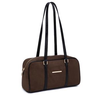 Dasein Sac &agrave; main r&eacute;tro en daim synth&eacute;tique style Boston East West pour femme, daim marron