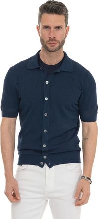 Gran Sasso Homme, Pulls, Bleu, Taille: XL Chemise Manches Courtes Maille Ajour&eacute;e