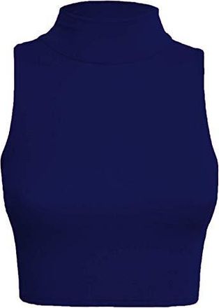 WearAll Débardeur Court avec Un col roulé - Hauts - Femmes - Bleu Marin - 36-38