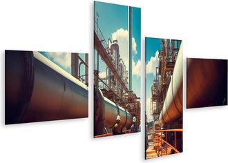 Islandburner Prime Bild auf Leinwand Arbeiter bei Inspektion und Wartung von Industrie Pipelines Bilder Wandbilder Poster