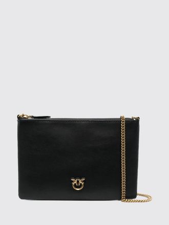Pinko Pochette Love Bag Simple en cuir avec bandouli&egrave;re en maille m&eacute;tallique et logo Love Birds