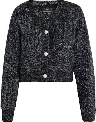 Faina Strickjacke Damen Schwarz Melange Silber