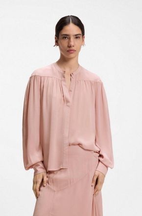 HUGO BOSS Langarmbluse Bethena Premium Damenmode mit verdeckter Knopfleiste, Relaxed Fit