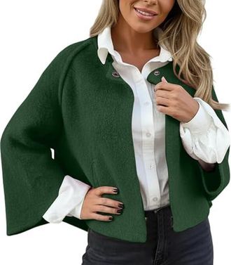 Generic 2026 Vestes pour femmes, automne et hiver, cardigan court, manteau doux, pur &agrave; manches longues, v&ecirc;tements dext&eacute;rieur confortables, coupe ample, veste 