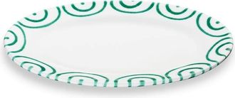 Gmundner Keramik Platte oval Grösse: l= 21 cm x b= 14 cm x h= 2.1 cm Grüngeflammt Geschirr, handgemacht in Österreich