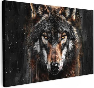 MuchoWow © Wandbilder Groß 120x80 cm XXL Schlafzimmer Home Deko Wohnung Bild Wohnzimmer Fotoleinwand Wand Bilder Leinwand Wall Decor Dieren - Wolf - Portret - 