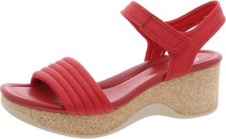 Clarks Sandales compens&eacute;es Chelseah Gem pour femme, cuir rouge, 10 Wide