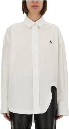 The Attico Femme, Blouses et Chemises, Blanc, Taille: 38 FR Asymmetric Hem Cotton Poplin Shirt