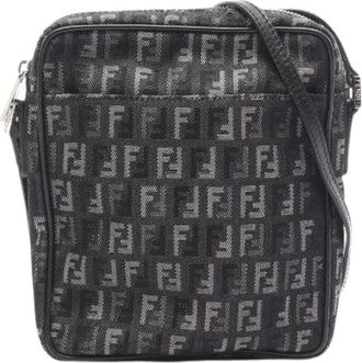 Fendi Sac bandouli&egrave;re Fendi Zucchino en toile et cuir doccasion - Femme - Pre-owned - Noir - Taille: ONE Size