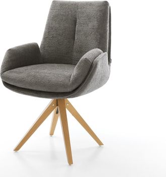 DELIFE Drehstuhl Clea-Flex Boucl&eacute; Soft Schlamm Holzgestell kantig Natur 180&deg; drehbar, Esszimmerst&uuml;hle