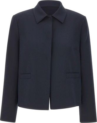 Elena Miro Femme, Vestes, Bleu, Taille: 40 FR Veste Tailleur en Cr&ecirc;pe