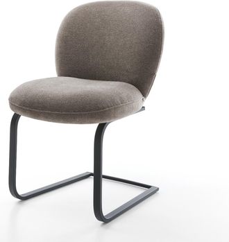 DELIFE Freischwinger Nube-Flex Strukturstoff Soft Taupe Freischwinger flach Schwarz Taschenfederkern, Esszimmerst&uuml;hle